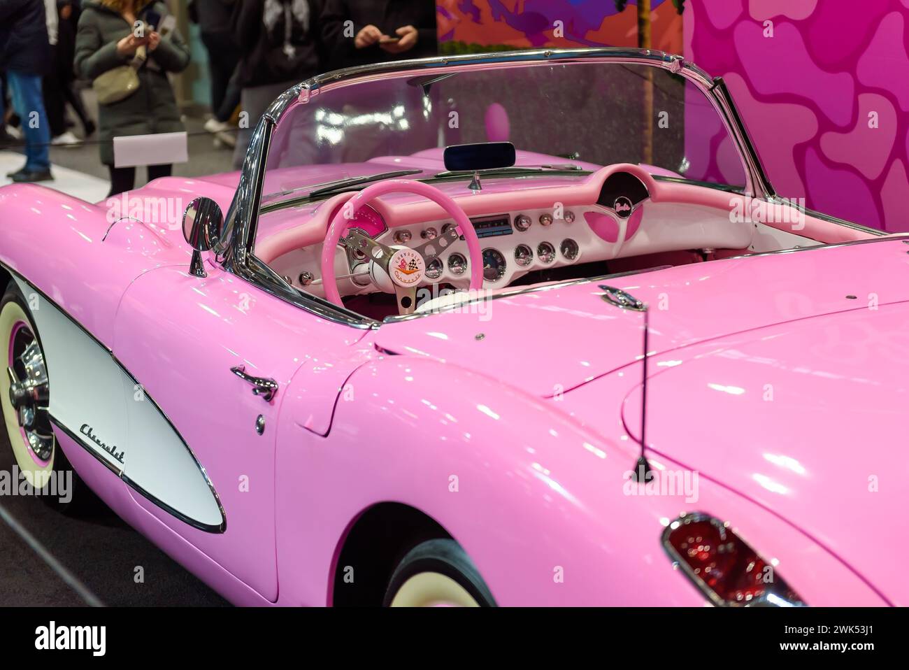 A pink Chevrolet Corvette with a Barbie design Stock Photo - Alamy