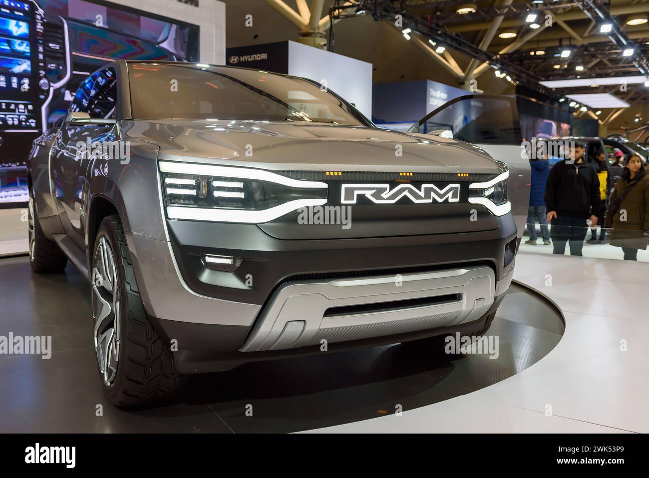 Design of logo with lead lights and the grille of a new RAM Electric ...