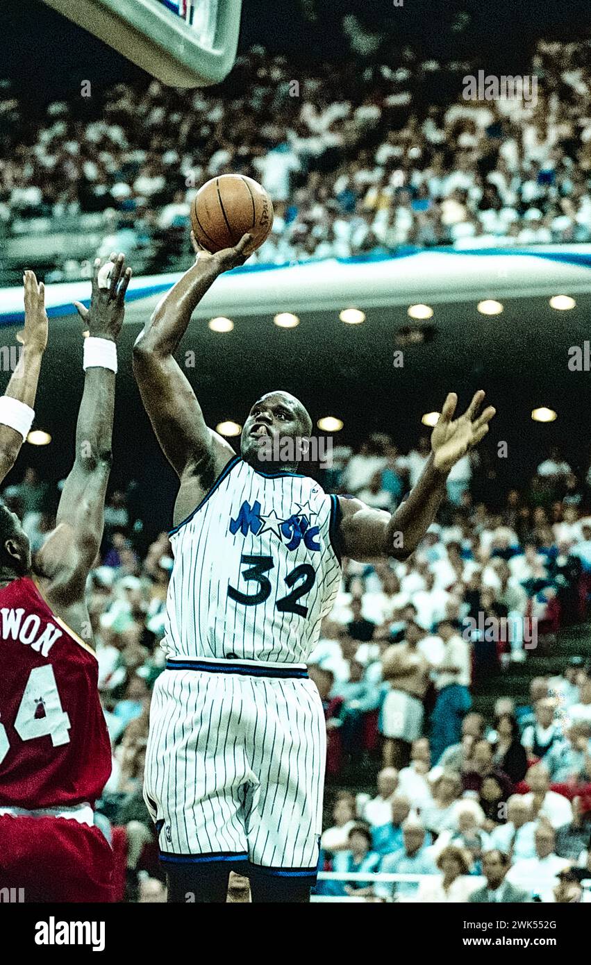 Shaquille O'Neal, Orlando Magic, 1995 NBA Finals Stock Photo - Alamy