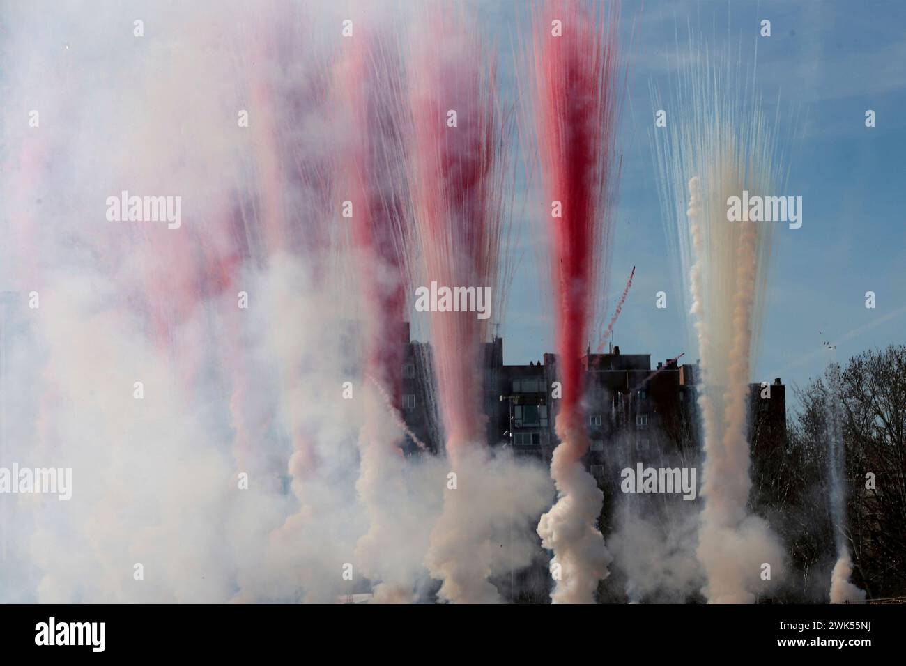 Madrid Spain; 02/18/2024.- Mascleta in Madrid (Valencia Fireworks ...