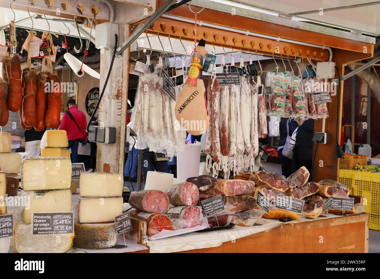 Sineu, Majorca, Illes Balears 14-02- 2024. Delicatessen stall at the ...