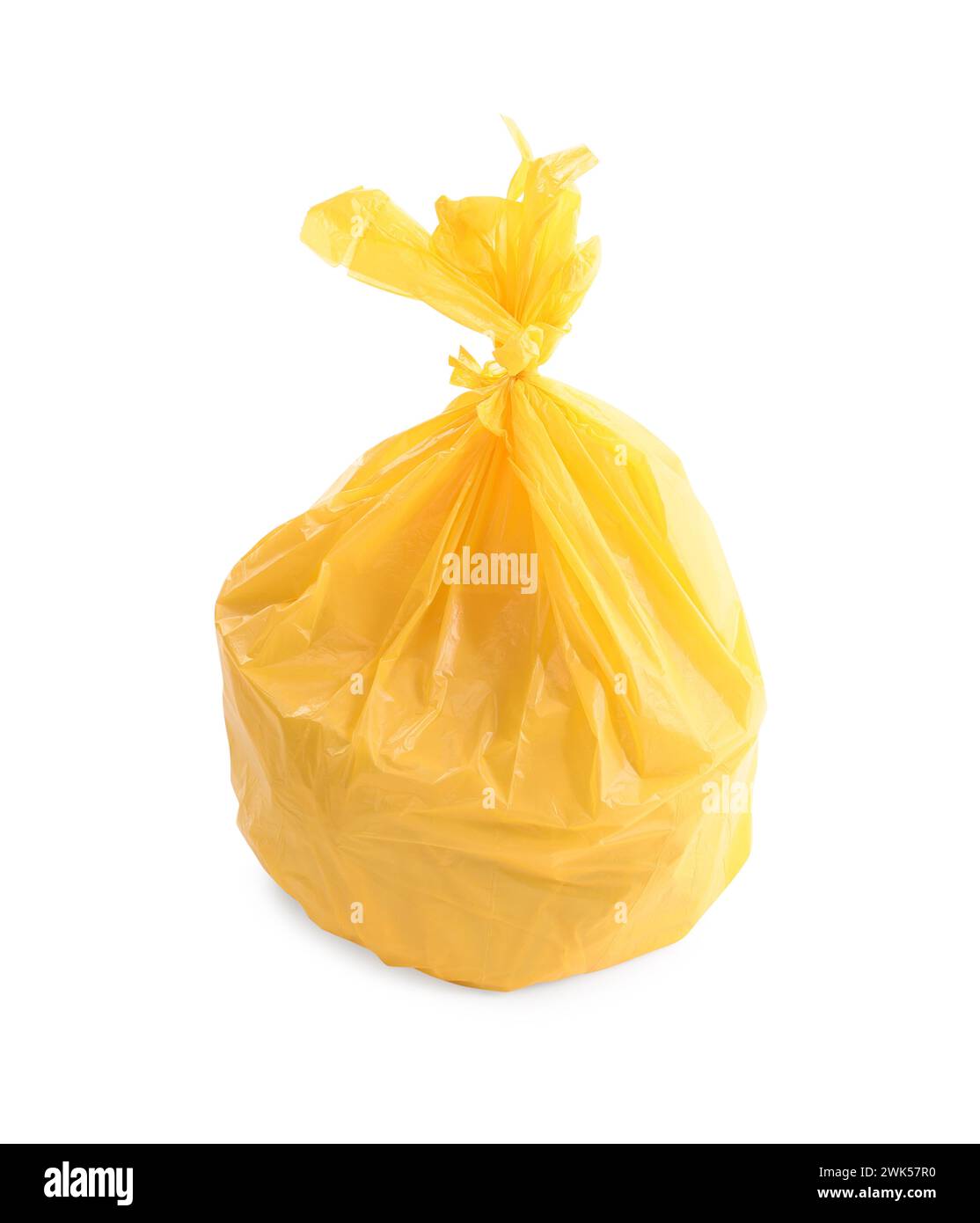 Yellow plastic garbage bag isolated on white Stock Photo - Alamy