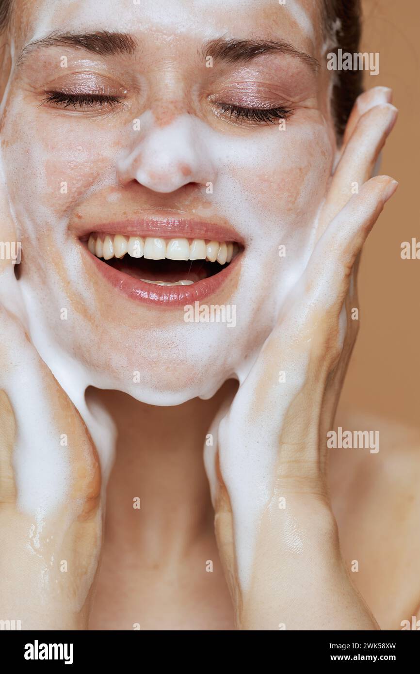 Skin care female face wash hi-res stock photography and images - Alamy
