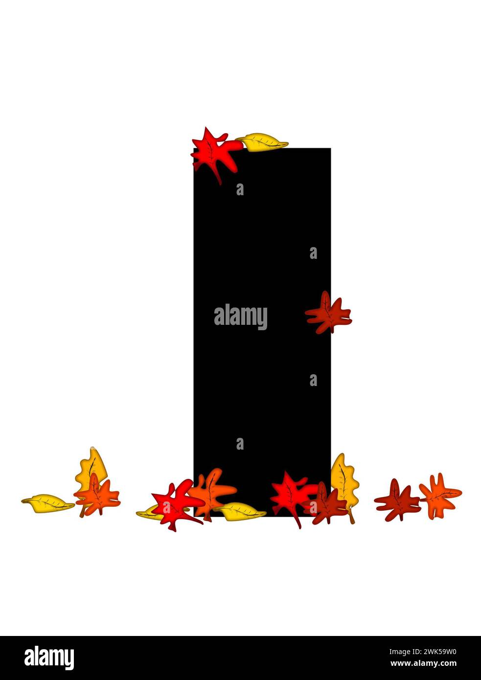 The letter I, in the alphabet set "Autumn Falling" is black. It is ...