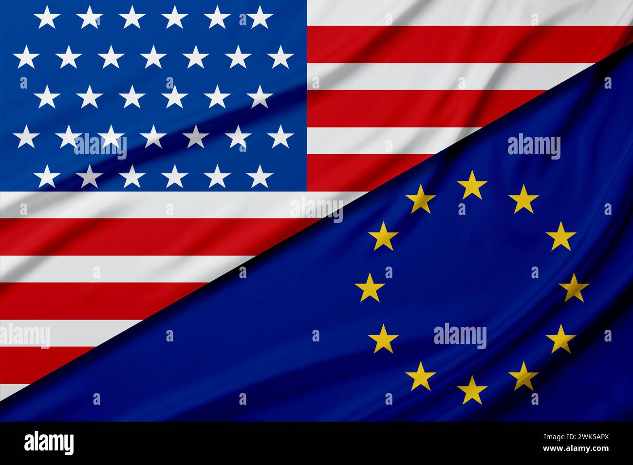 Flags of USA and European Union. International diplomatic relationships ...