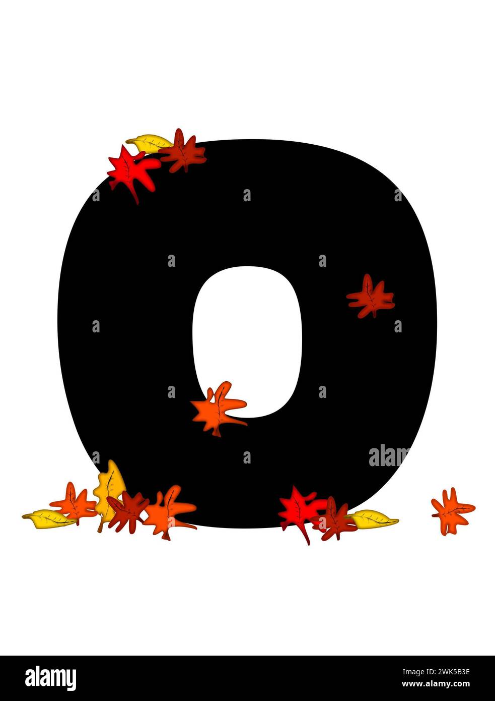 The letter O, in the alphabet set "Autumn Falling" is black. It is ...