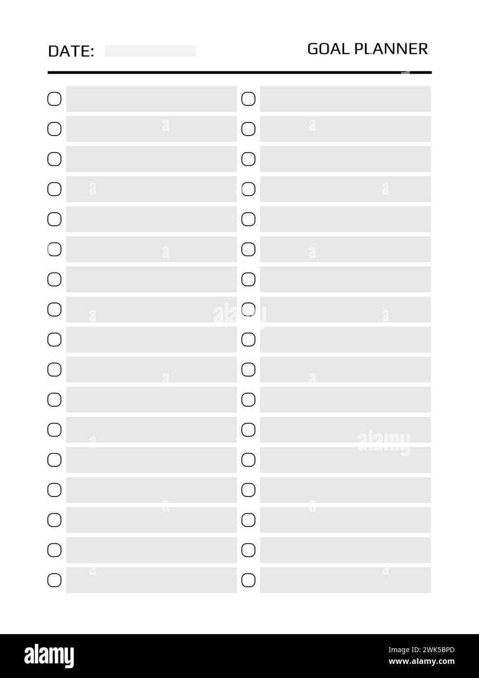 Goal planner. Paper sheet for scheduling, minimal style template for ...