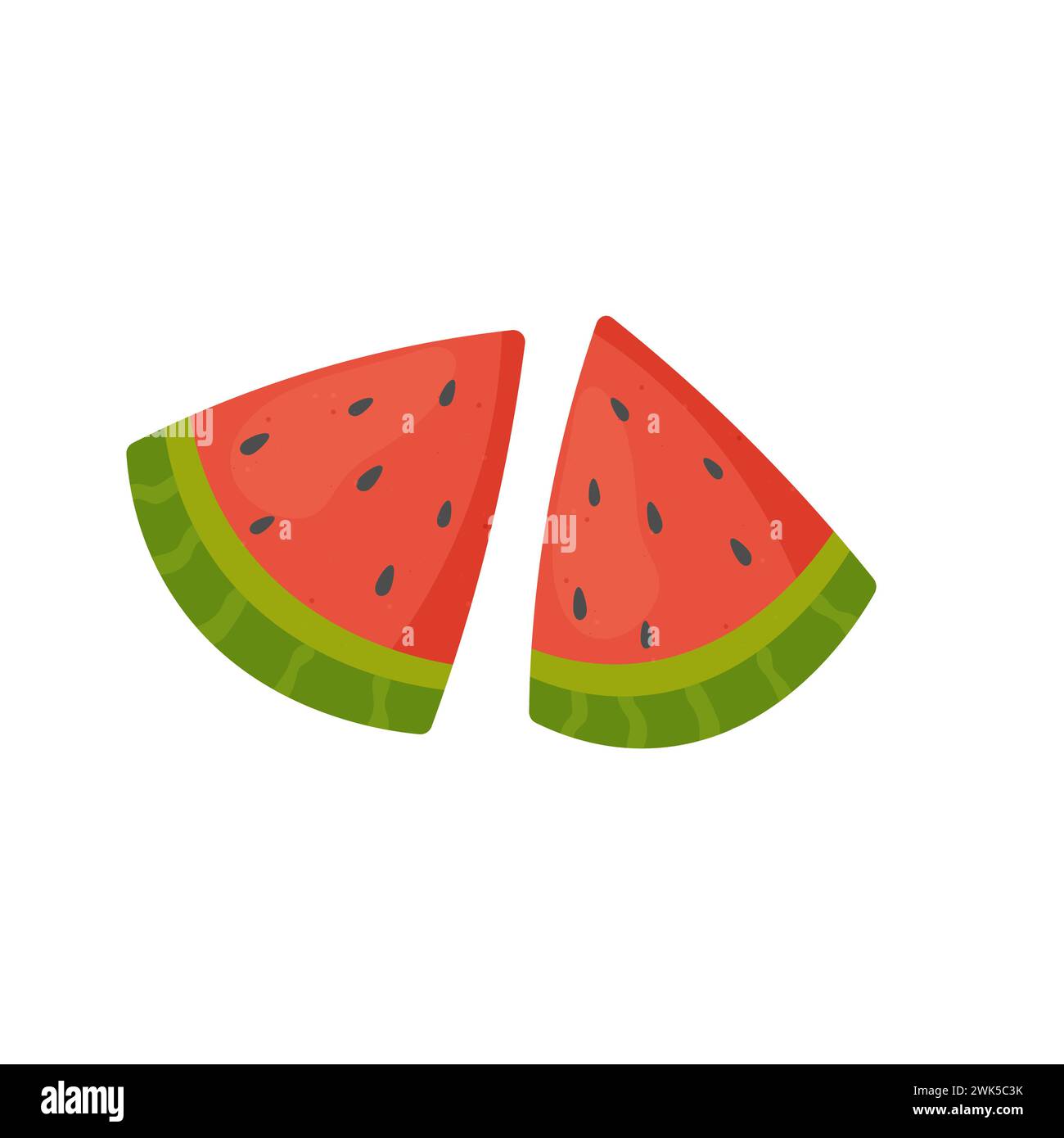 Slice of cut watermelon, triangular. illustration on white background ...