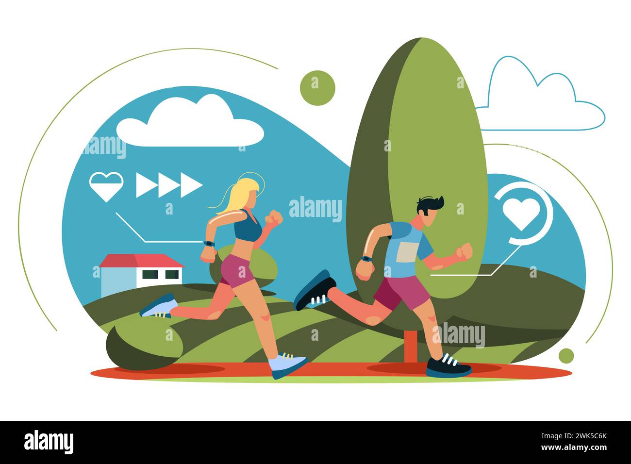 People running. Sport training. Man and woman jogging. Athletic ...