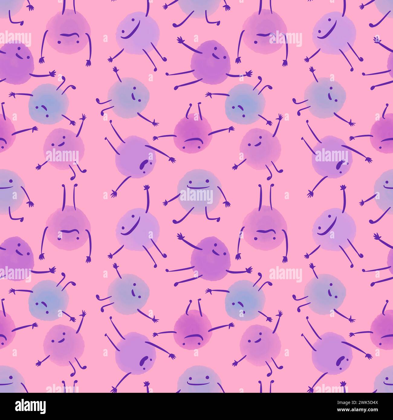 Cartoon monsters watercolor spots seamless pattern for wrapping paper ...