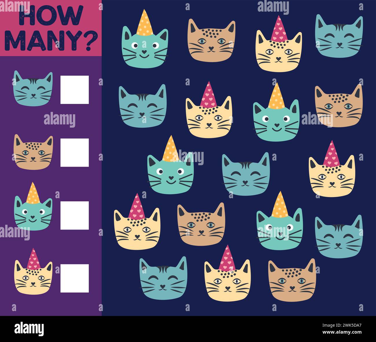 How many Cat, game for children. How many are they game. Count the Cats ...