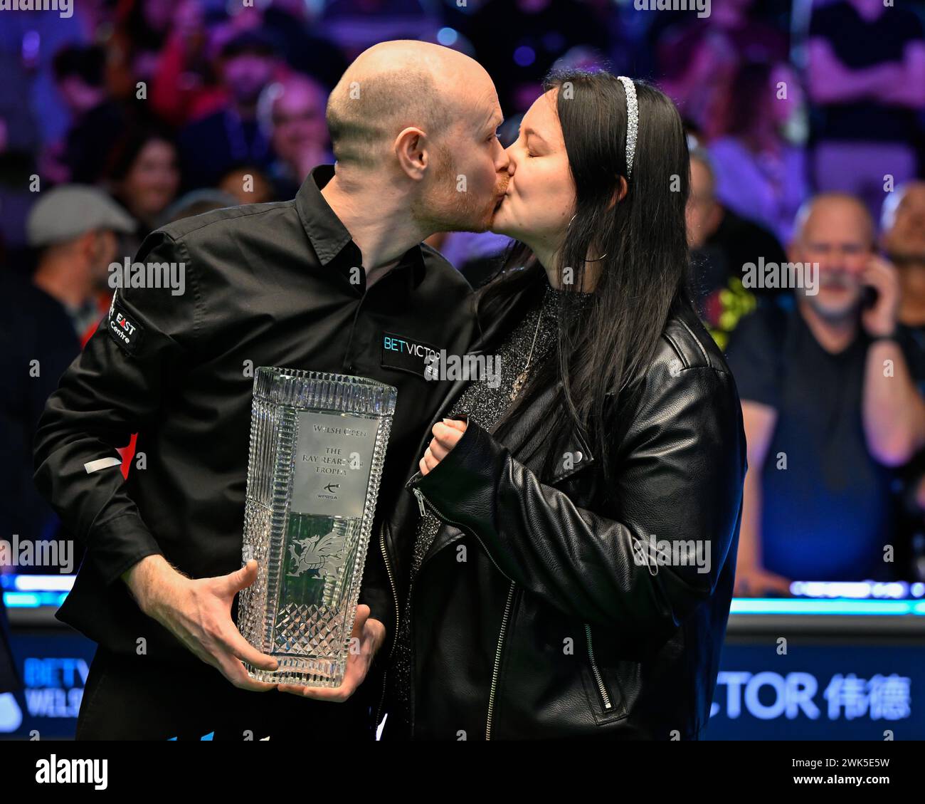 Gary Wilson celebrates Welsh Open with his wife Robyn, 2024 BetVictor ...