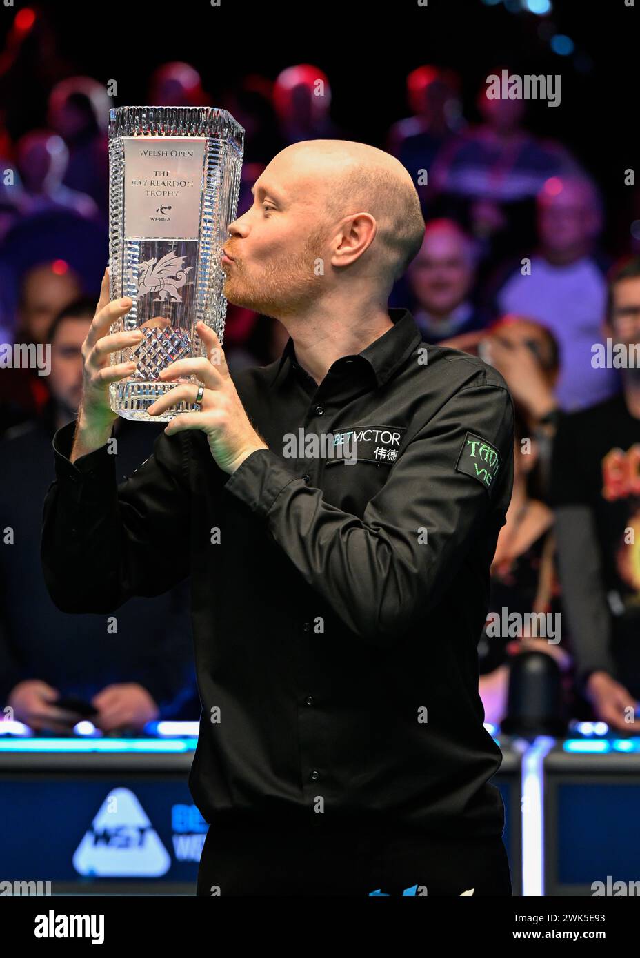 Gary Wilson kisses the Ray Reardon Trophy as he celebrates his victory ...