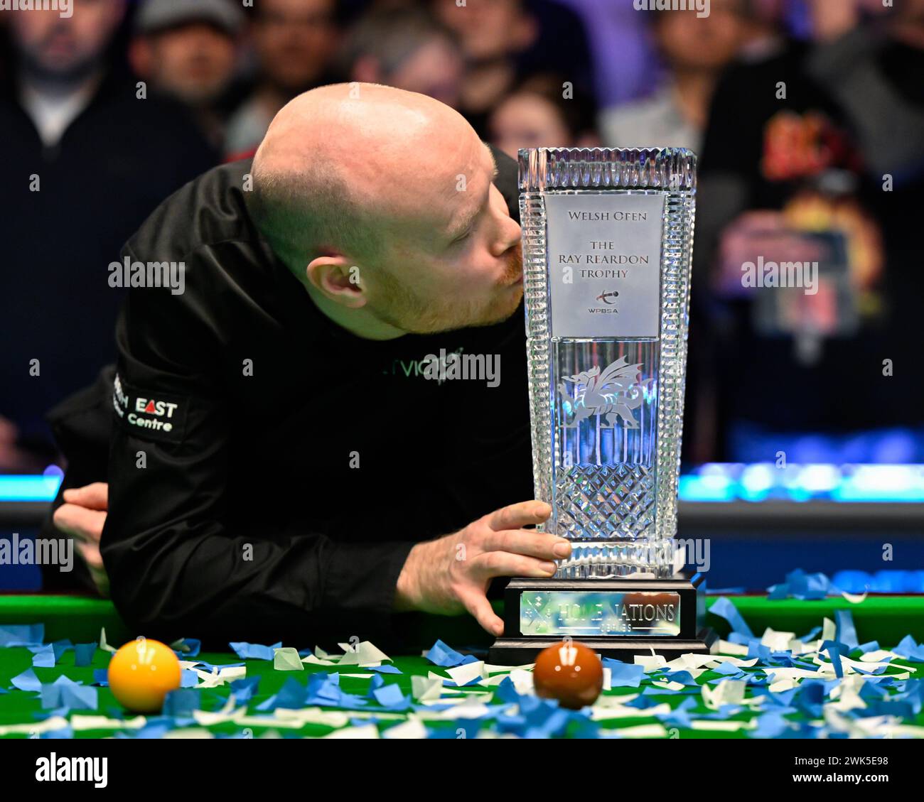 Gary Wilson kisses the Ray Reardon Trophy as he celebrates his victory ...