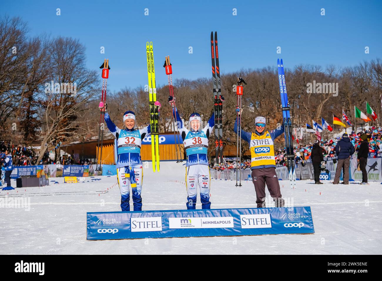 Minneapolis, Minnesota, USA. 18th Feb, 2024. L-R: FRIDA KARLSSON, JONNA ...