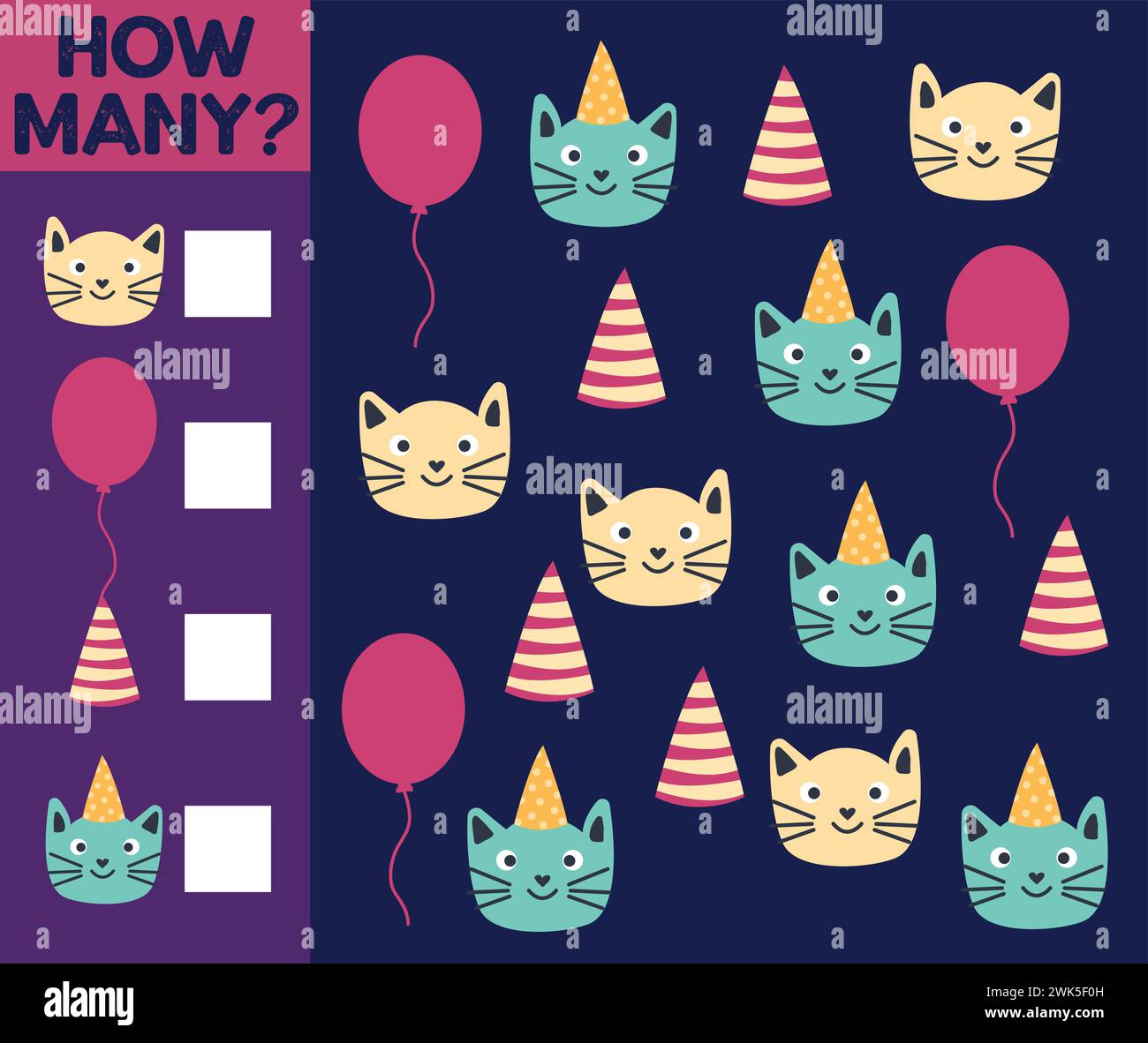 How many Cat, game for children. How many are they game. Count the Cats ...