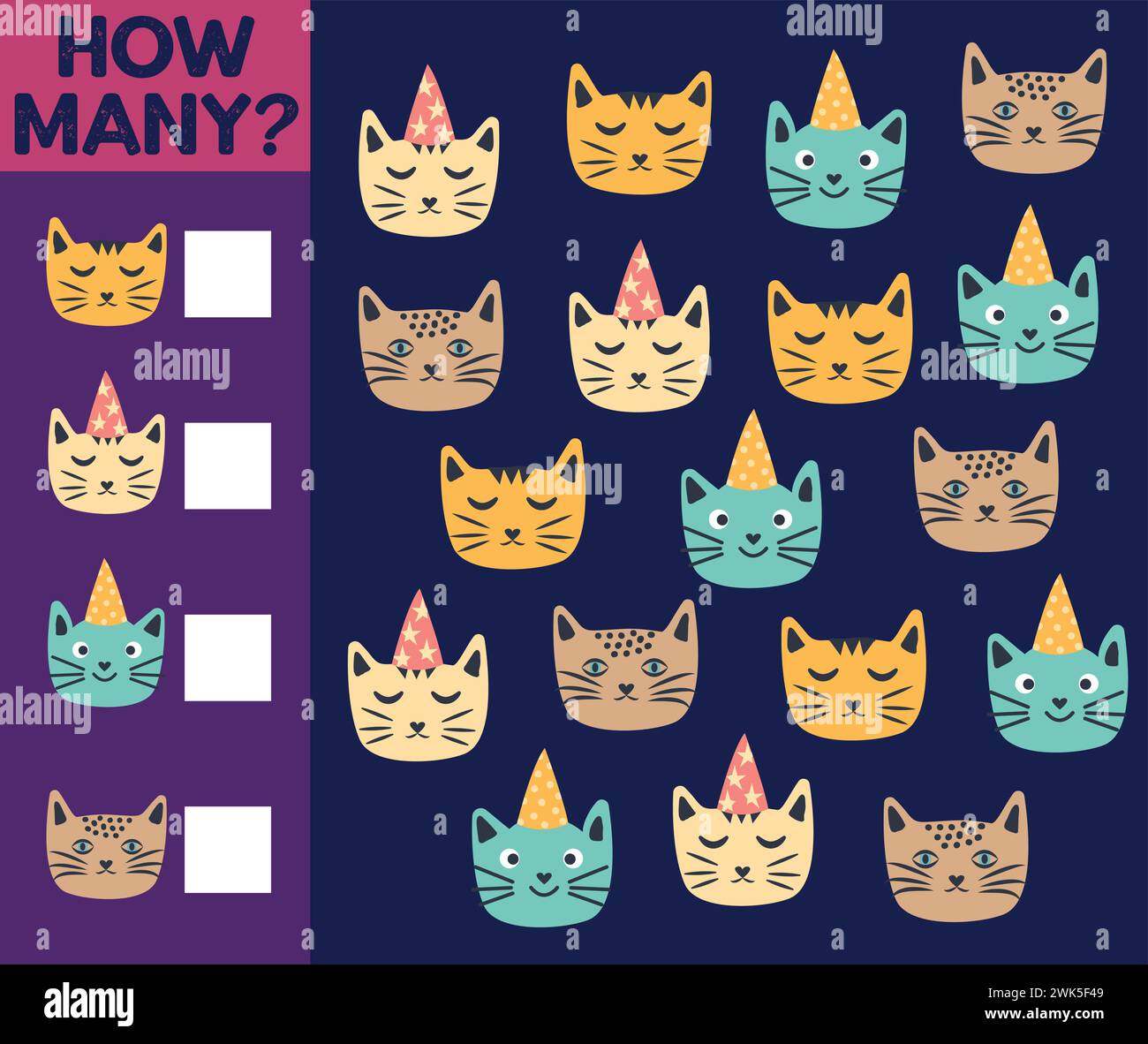 How many Cat, game for children. How many are they game. Count the Cats ...