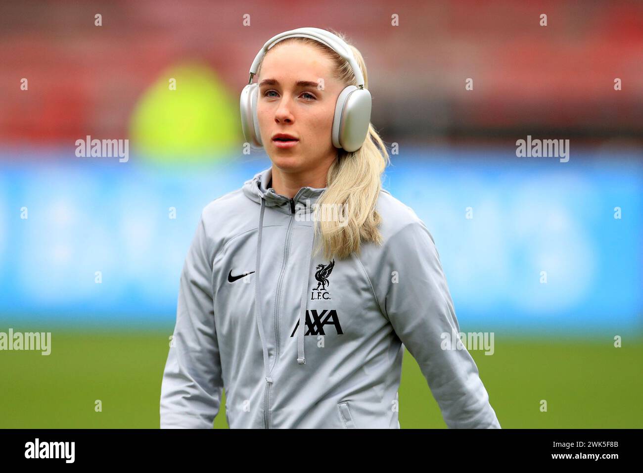 Crawley, UK. 18th Feb, 2024. Missy Bo Kearns of Liverpool Women seen ...