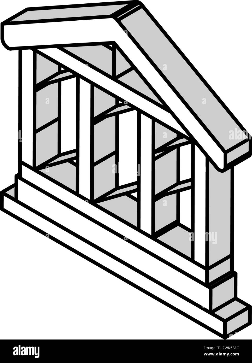 wooden frame building isometric icon vector illustration Stock Vector ...