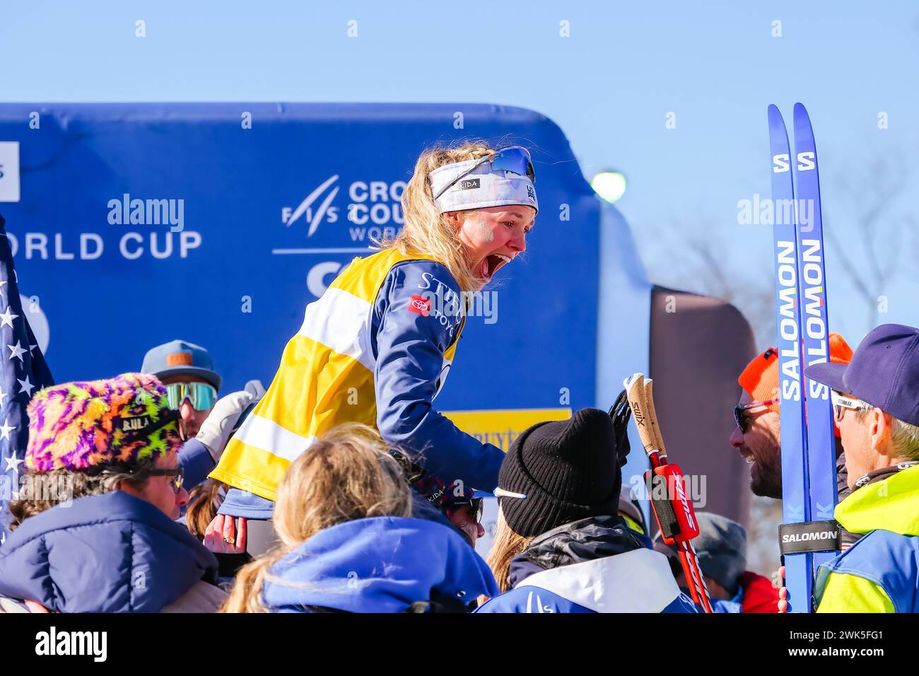 Minneapolis, Minnesota, USA. 18th Feb, 2024. JESSIE DIGGINS celebrates ...