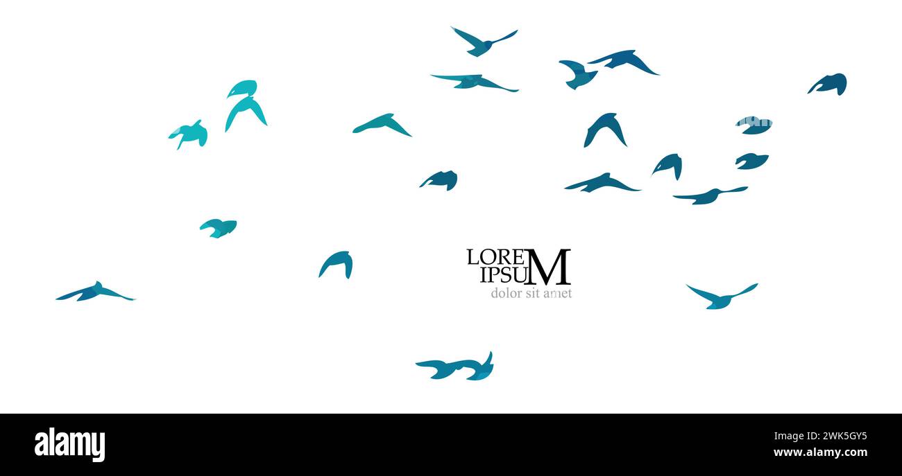 A flock of blue watercolor flying birds. hand drawing. Not AI, Free ...