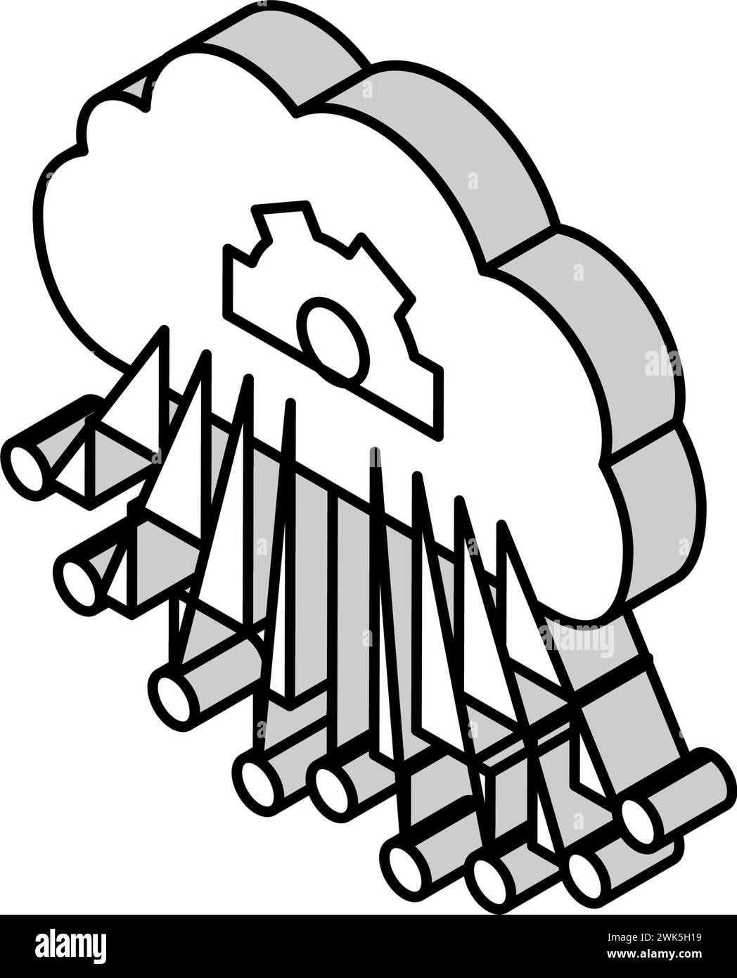 cloud storage and working process neural network isometric icon vector ... cloud storage and working process neural network isometric icon vector ...