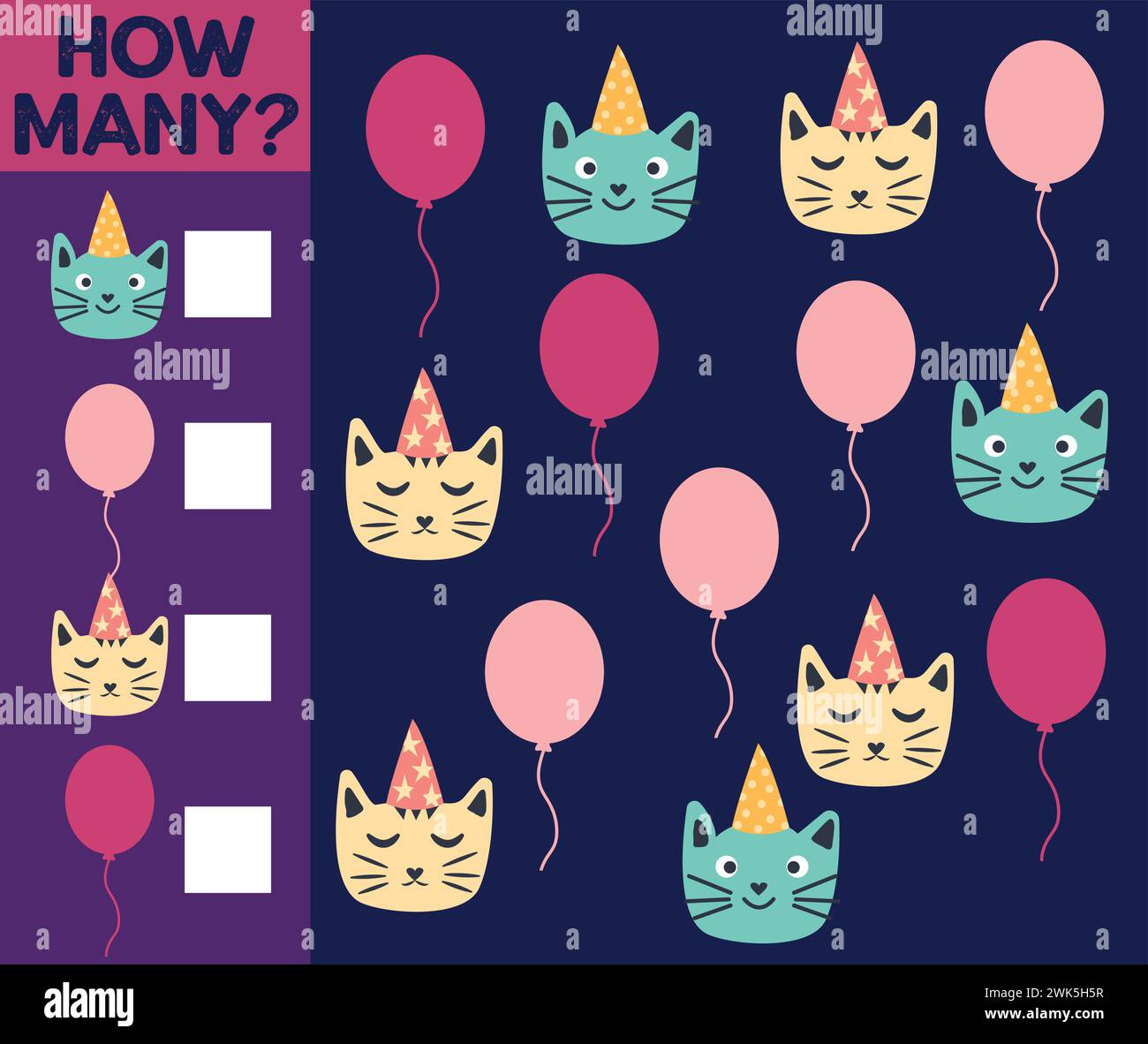 How many Cat, game for children. How many are they game. Count the Cats ...