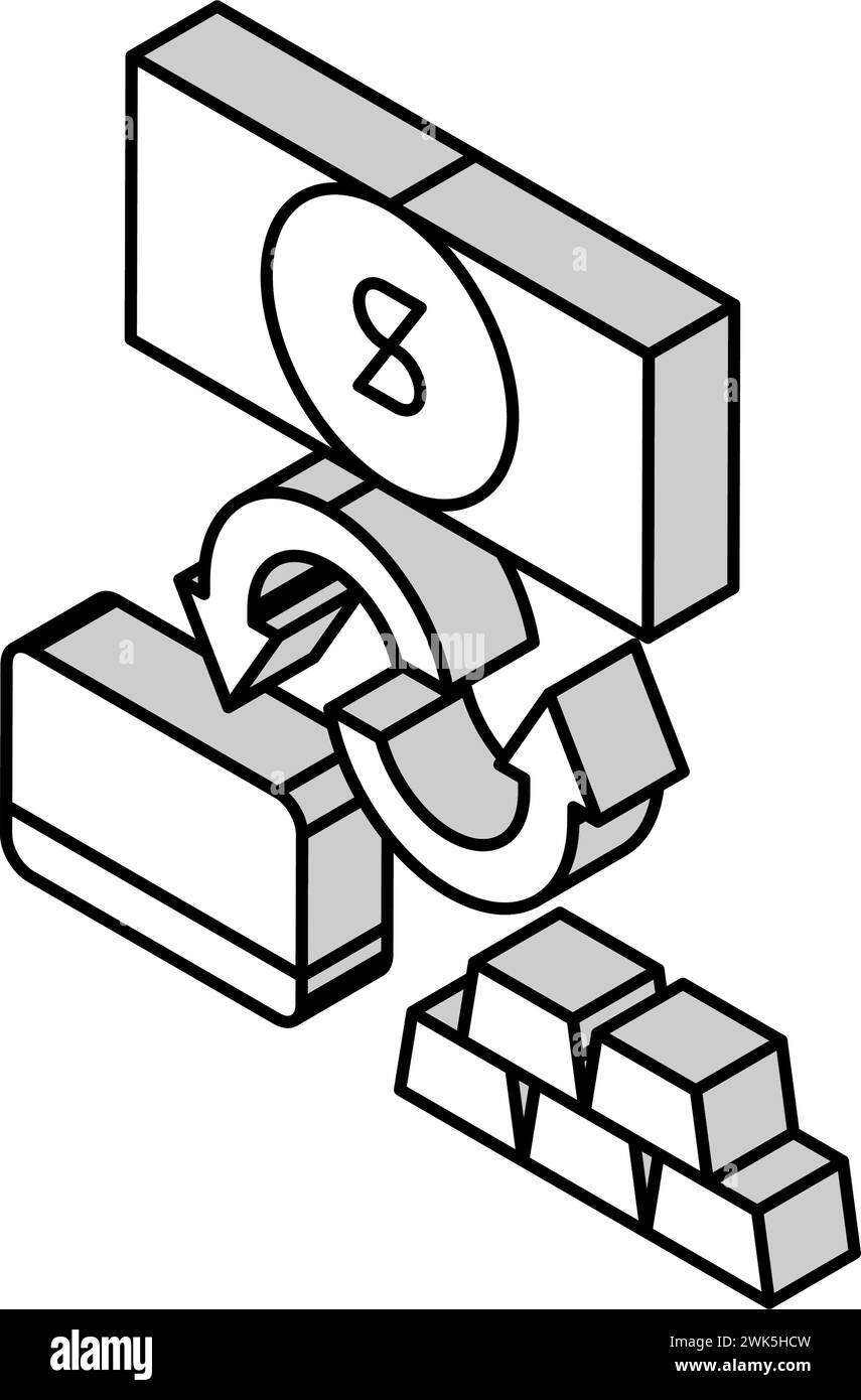 cash exchange on gold and electronic money isometric icon vector ...