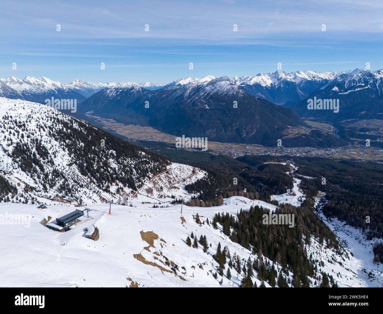 Hoch-Imst, Österreich. 18 Februar 2024. Bergstation Alpjoch des ...