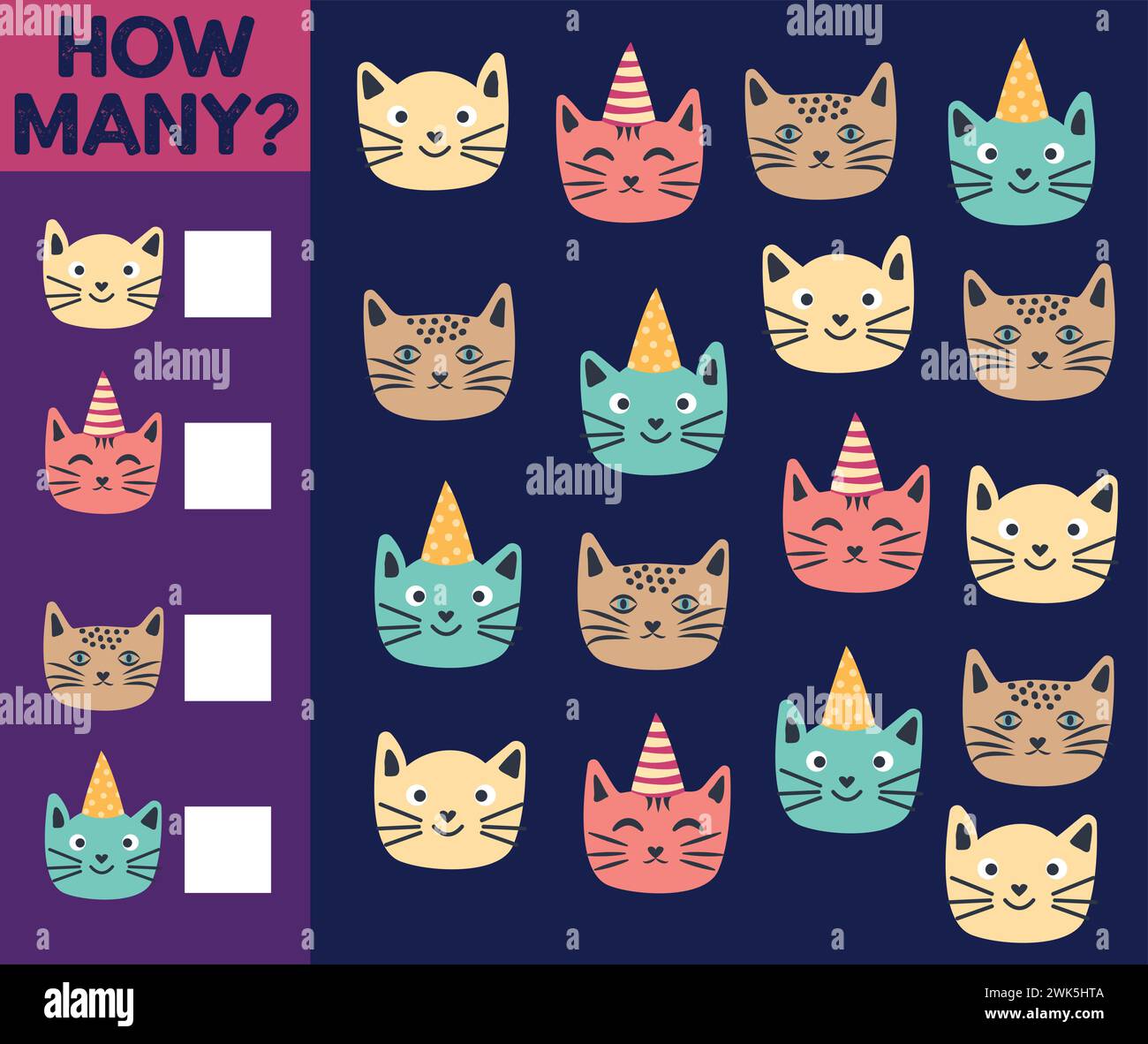 How many Cat, game for children. How many are they game. Count the Cats ...