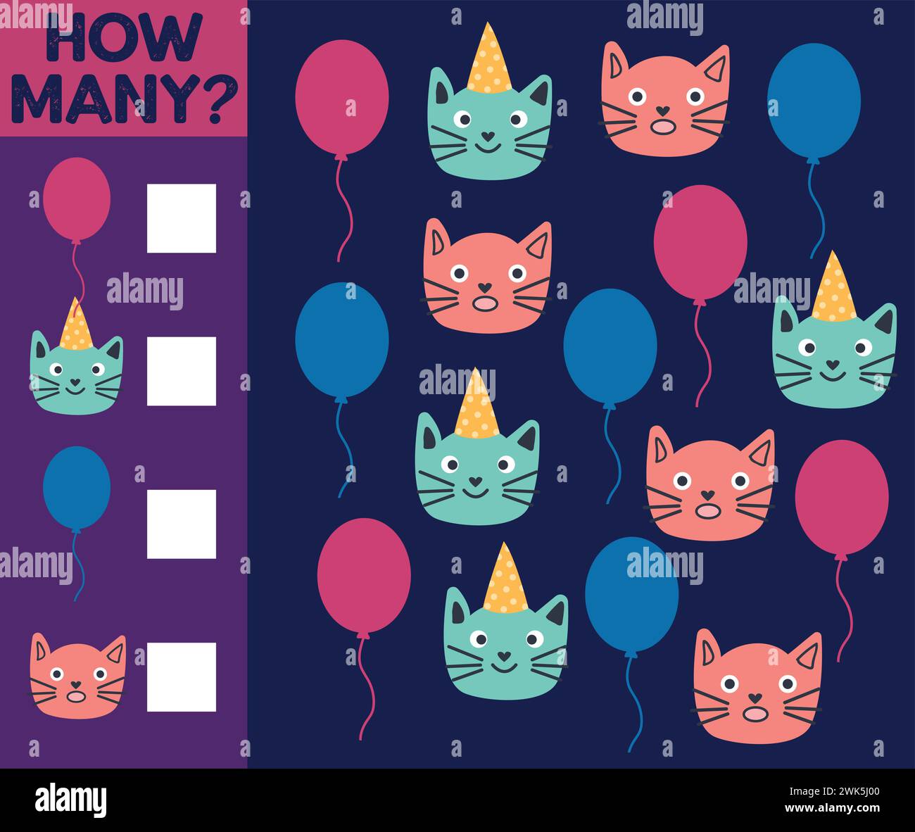 How many Cat, game for children. How many are they game. Count the Cats ...