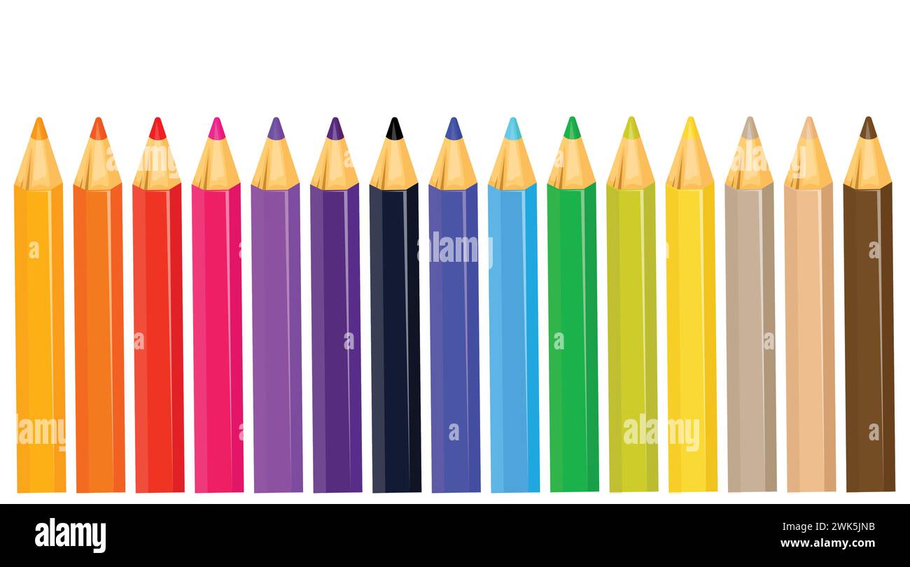 Set of multi-colored pencils for drawing Stock Vector Image & Art - Alamy