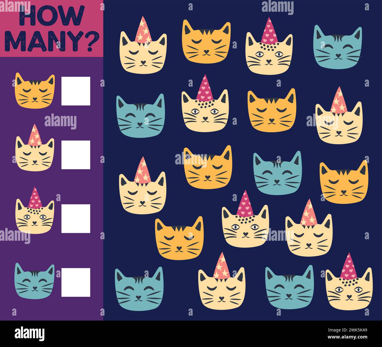 How many Cat, game for children. How many are they game. Count the Cats ...