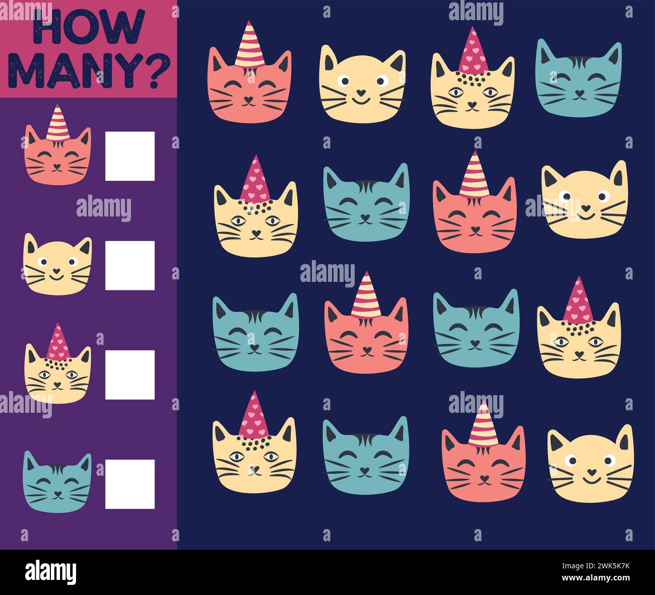 How many Cat, game for children. How many are they game. Count the Cats ...