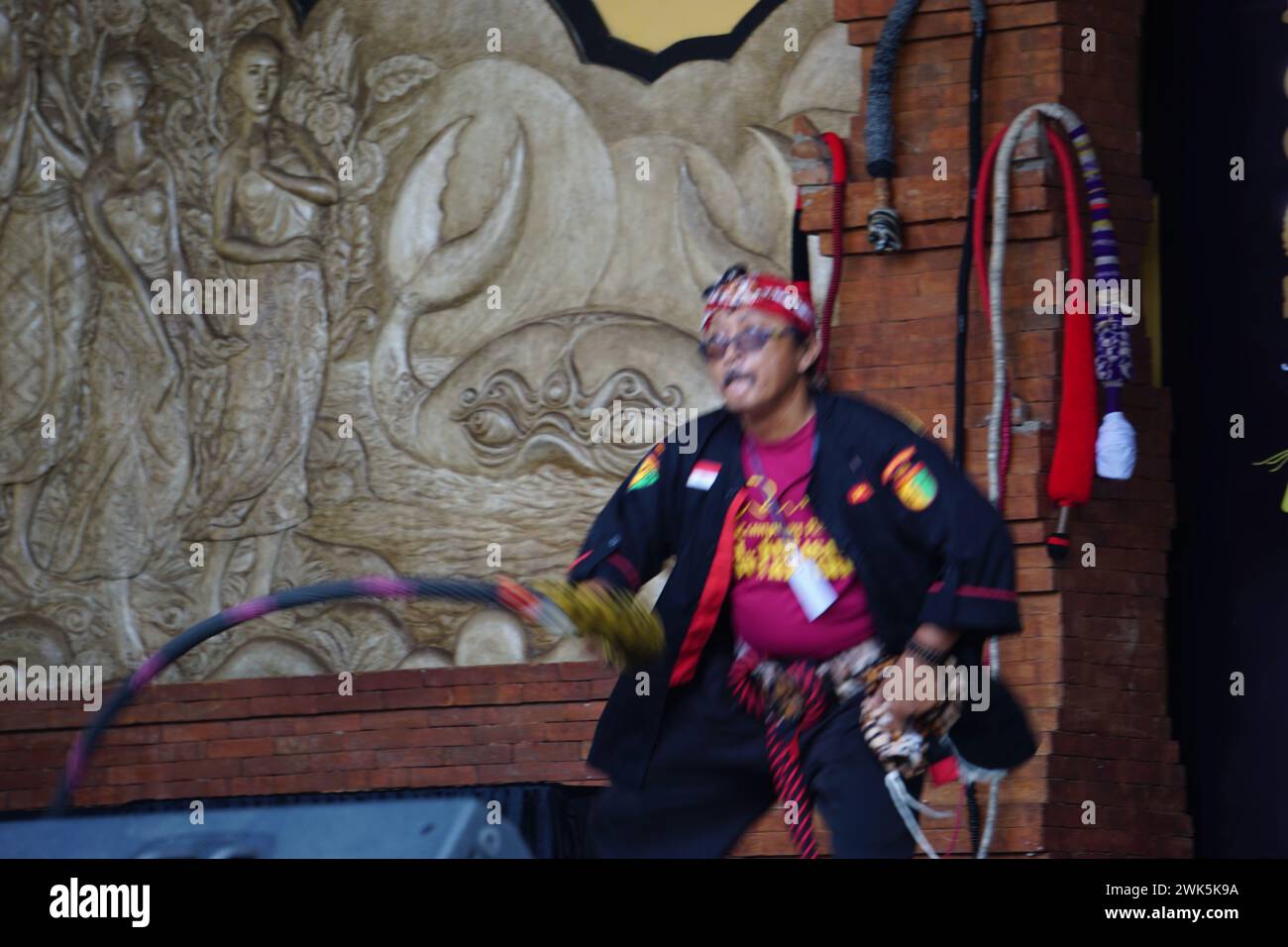 The performer pecut samandiman with batik cloth. The art of the ...