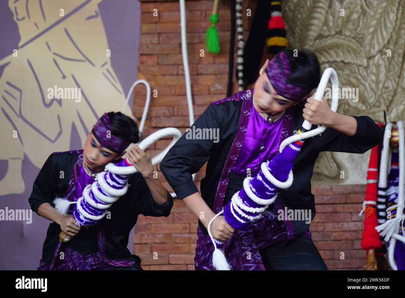 The performer pecut samandiman with batik cloth. The art of the ...