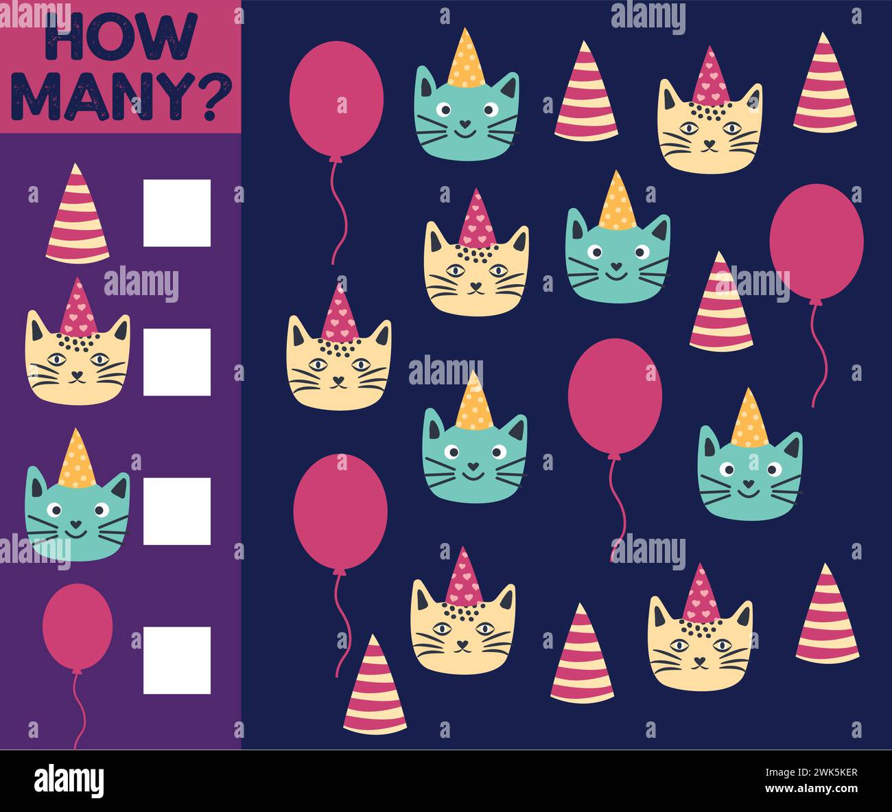 How many Cat, game for children. How many are they game. Count the Cats ...