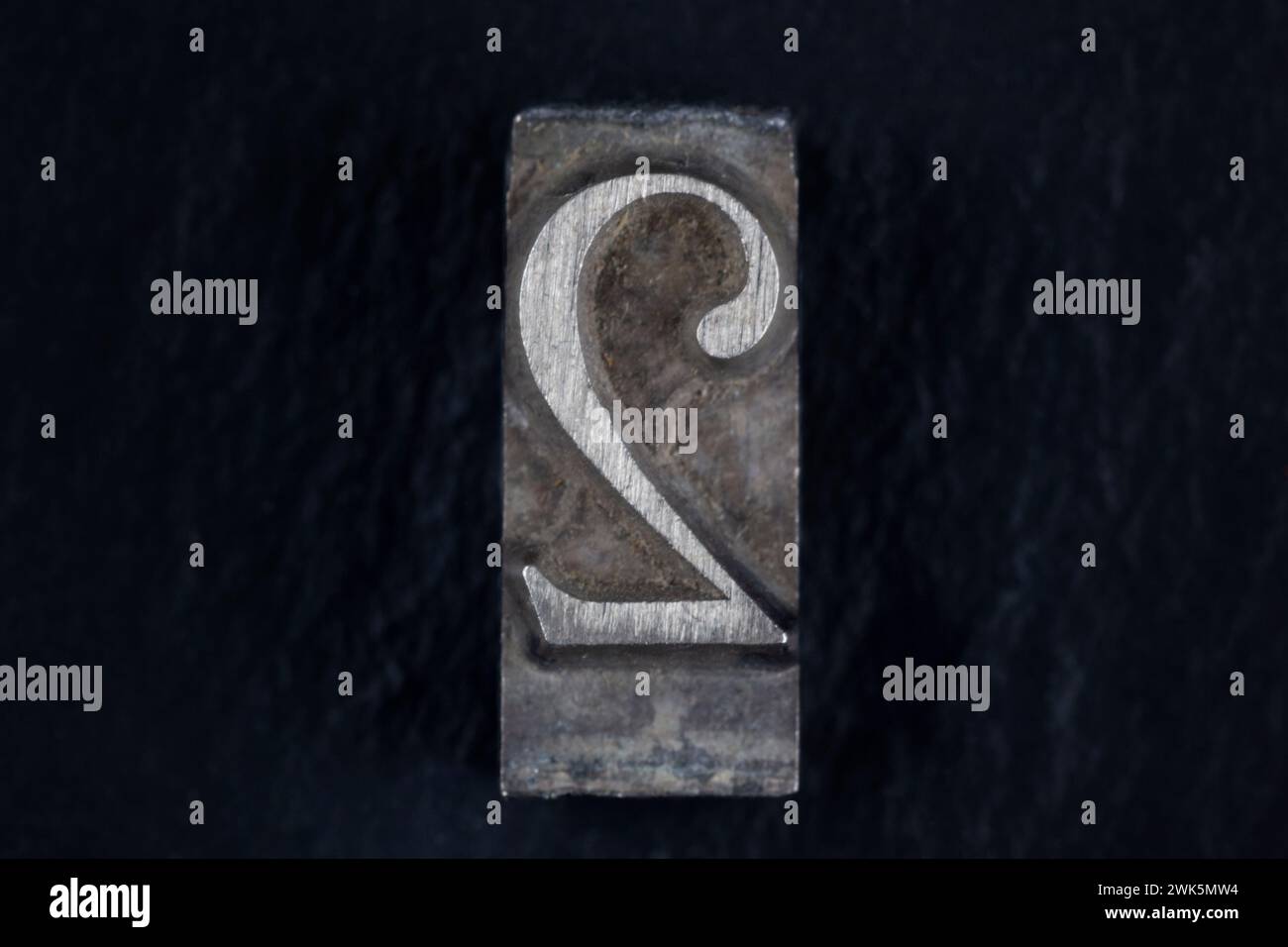 movable type alphabet number 2 on black background Stock Photo - Alamy
