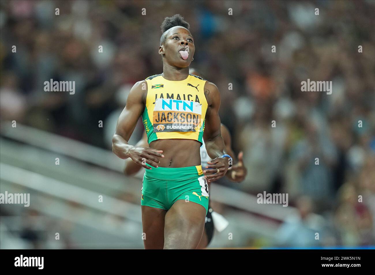 Shericka JACKSON winning in the 200 meters at the World Athletics ...