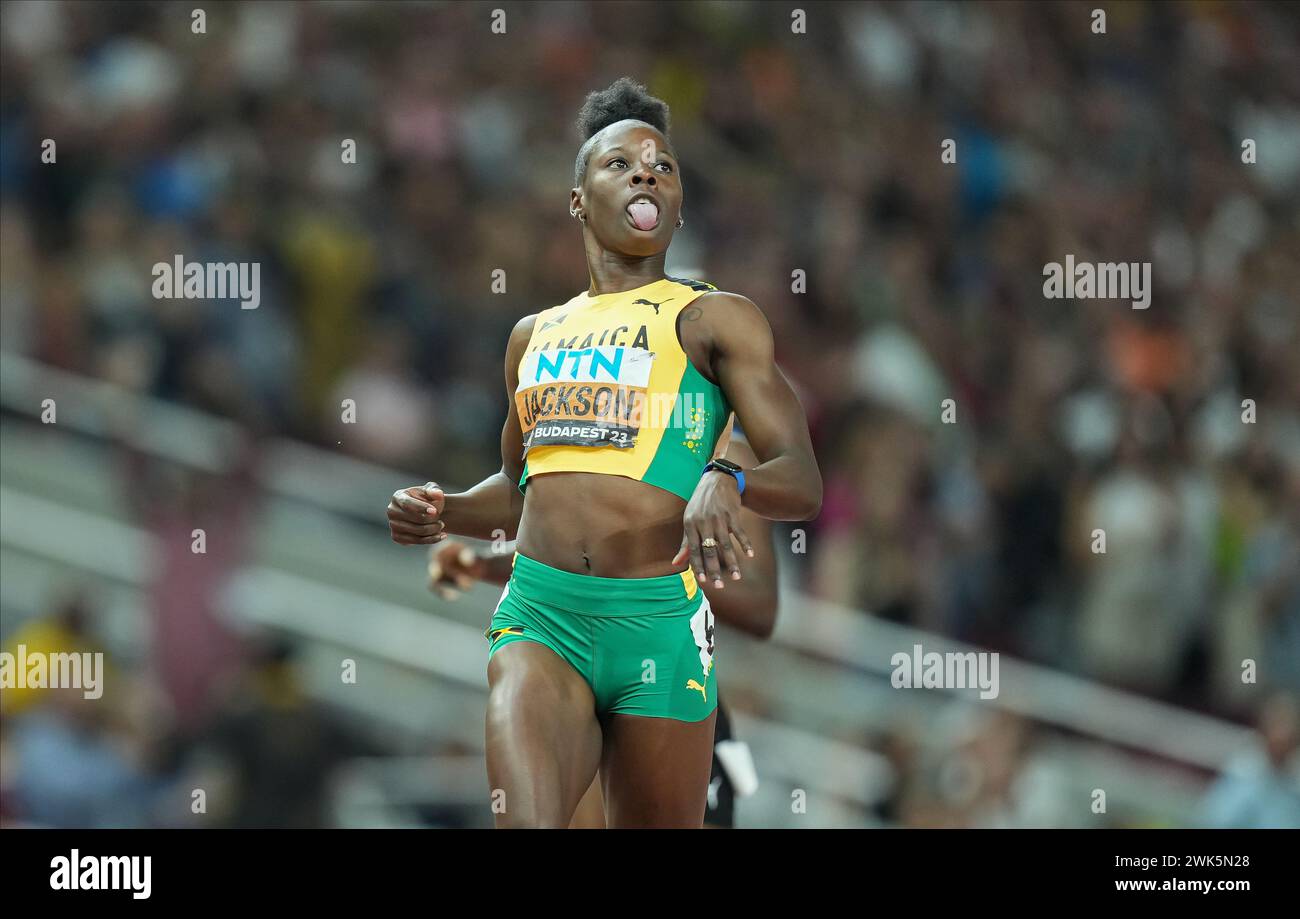 Shericka JACKSON winning in the 200 meters at the World Athletics ...