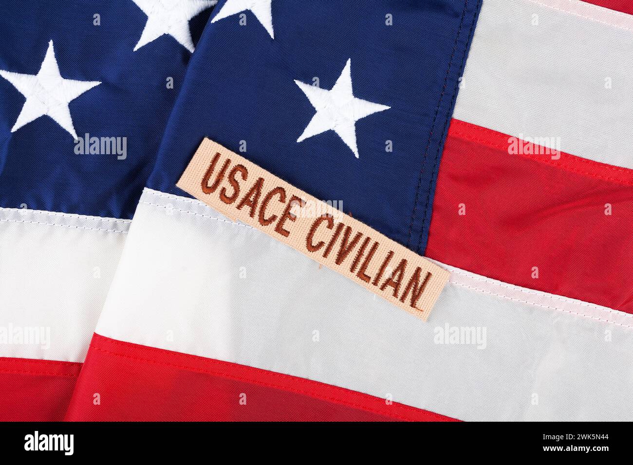 USACE Civilian Contractor Branch Tape on national USA flag background ...