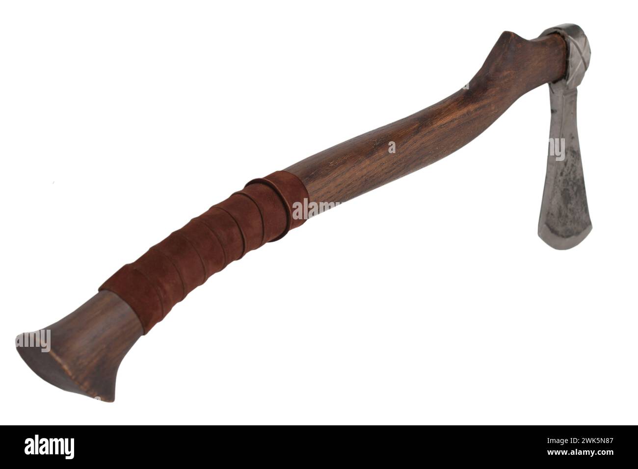 antique battle axe with wooden handle on white background Stock Photo ...
