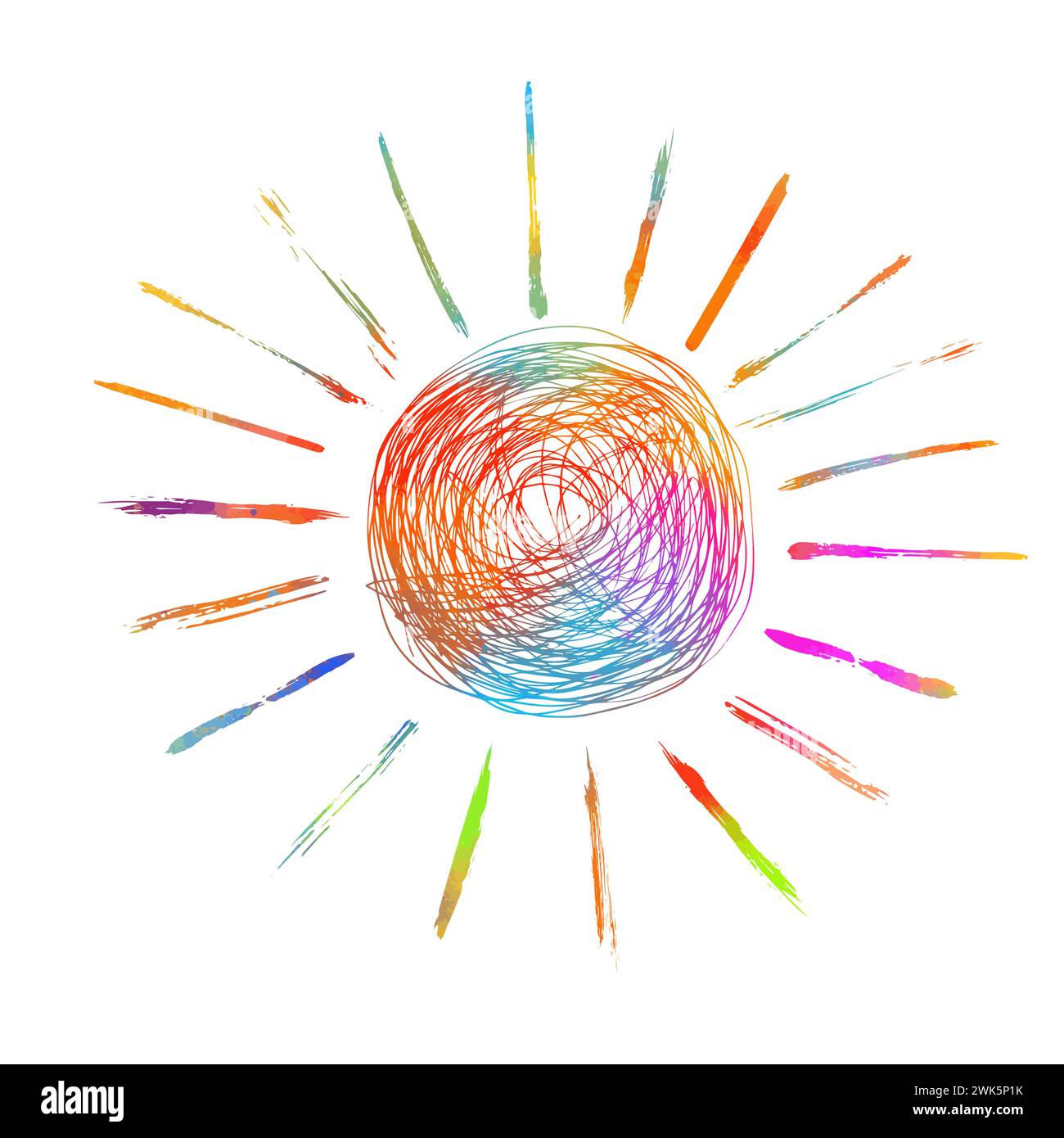 colored sun. hand drawing. Not AI. Vector illustration Stock Vector ...