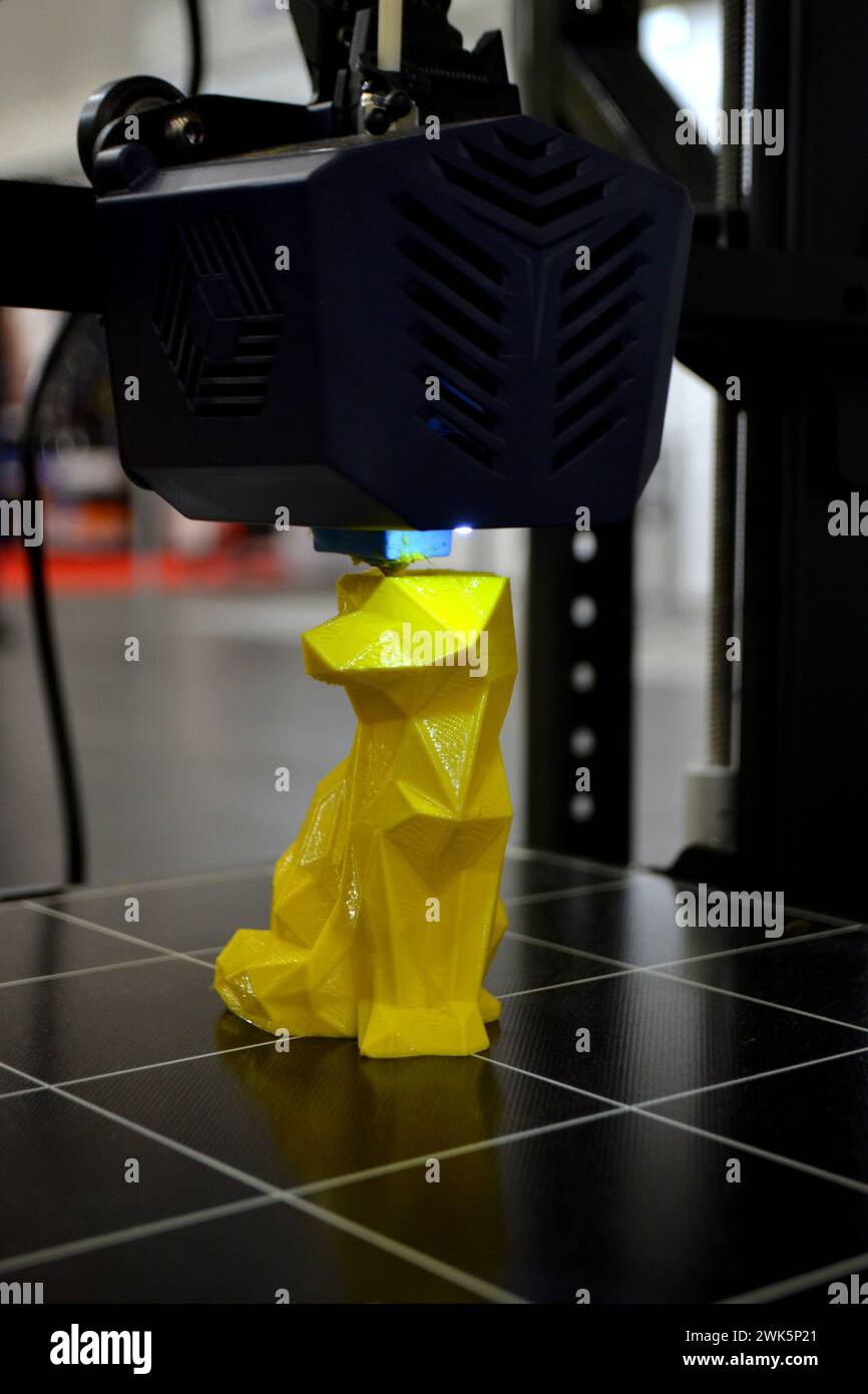The process of printing an object with 3D printer. 3D printer printing ...
