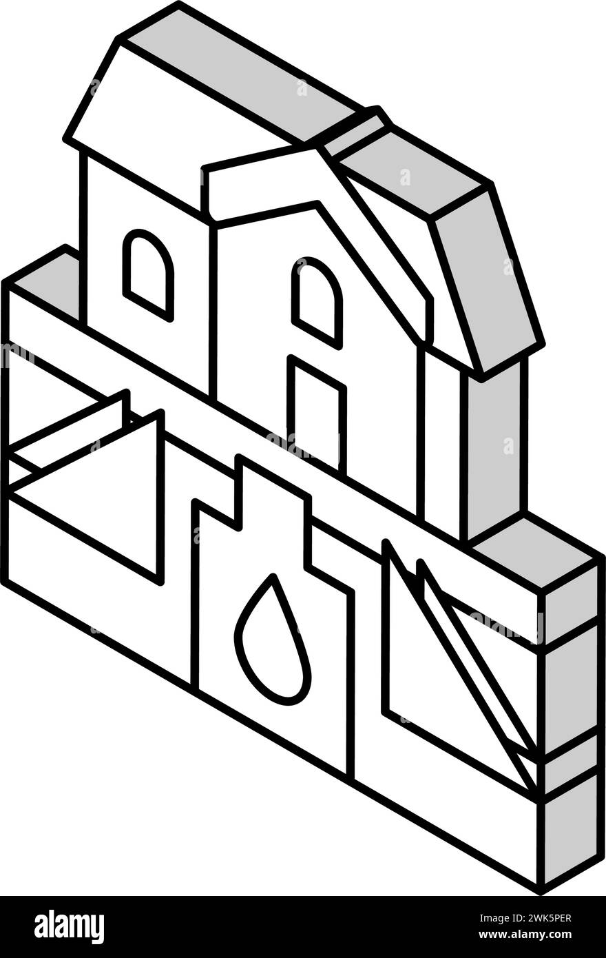 house drainage system and water storage isometric icon vector ...