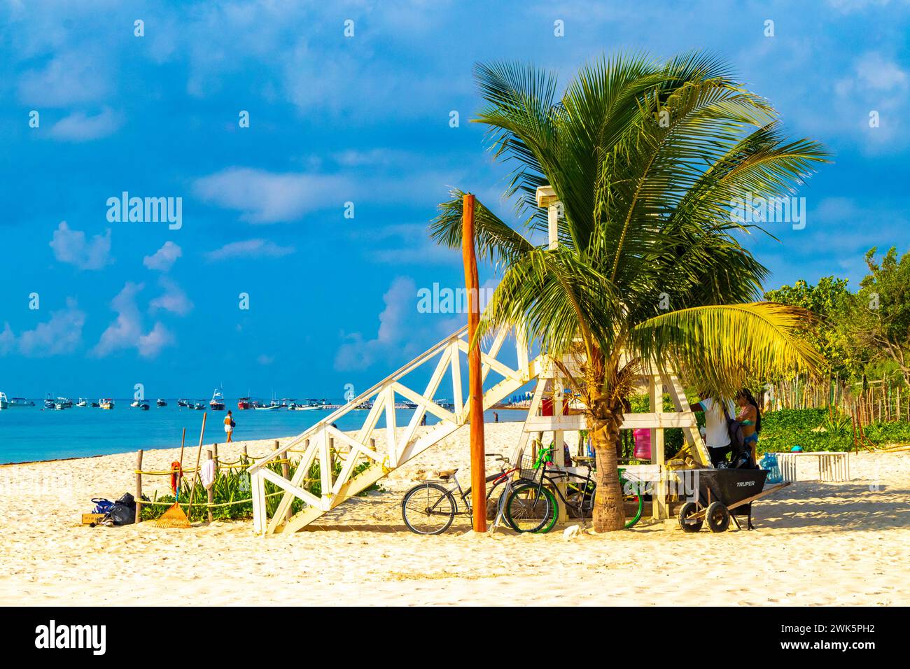 Lifeguard lookout and watchtower on the Caribbean beach in Playa del ...