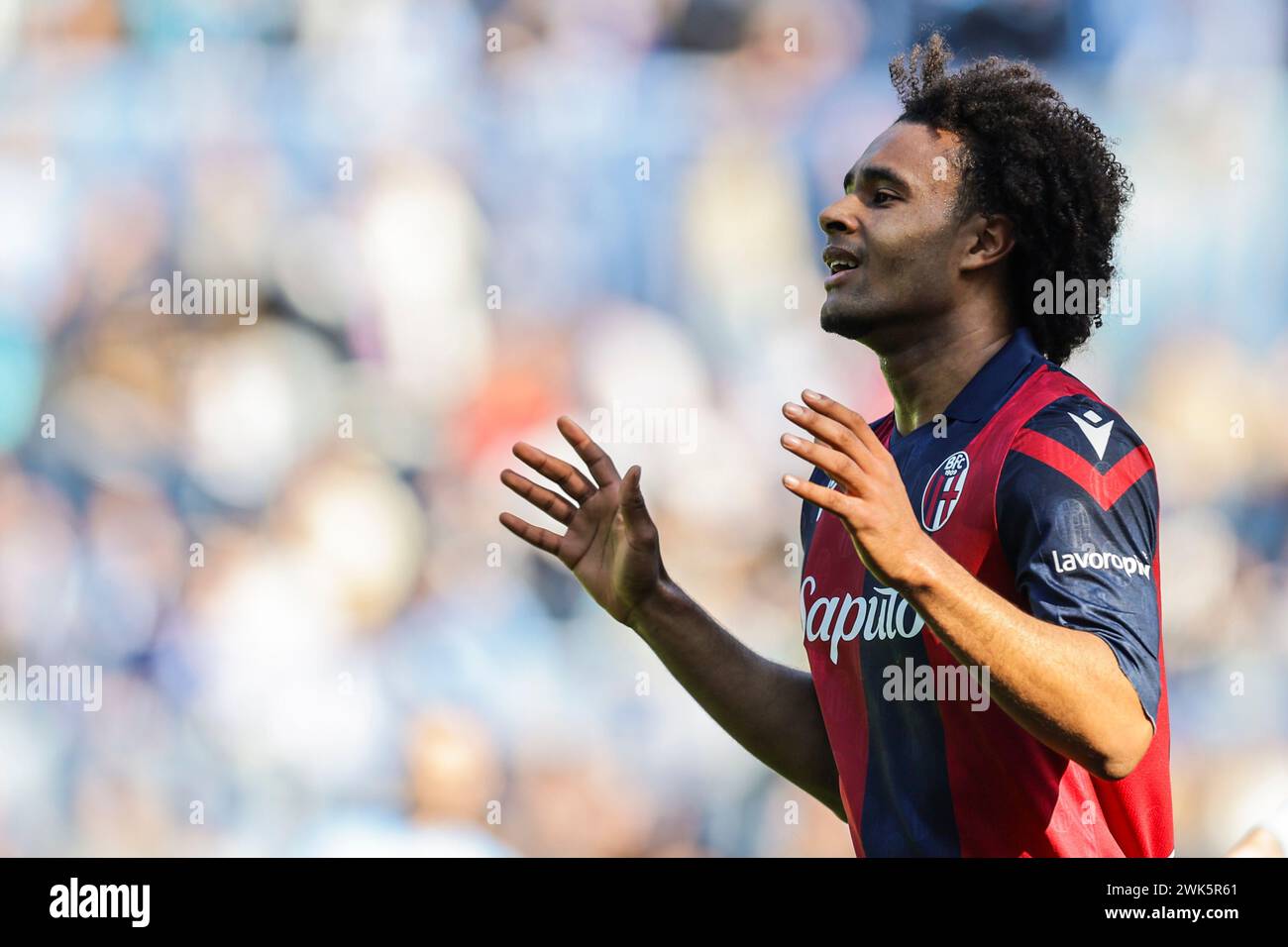Bologna's Dutch forward Joshua Zirkzee looks dejected during the Serie ...