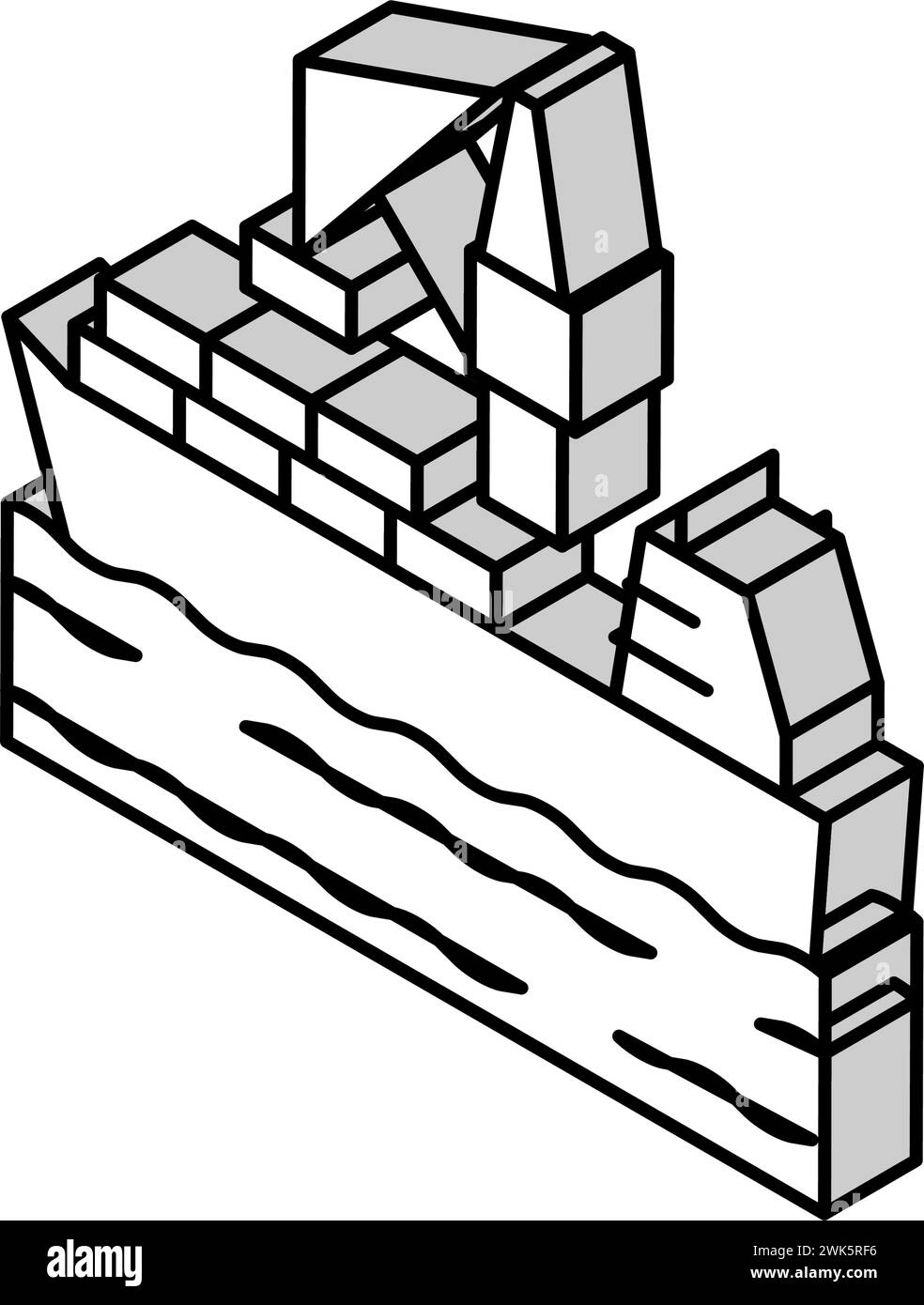 containers loading on ship in port isometric icon vector illustration ...