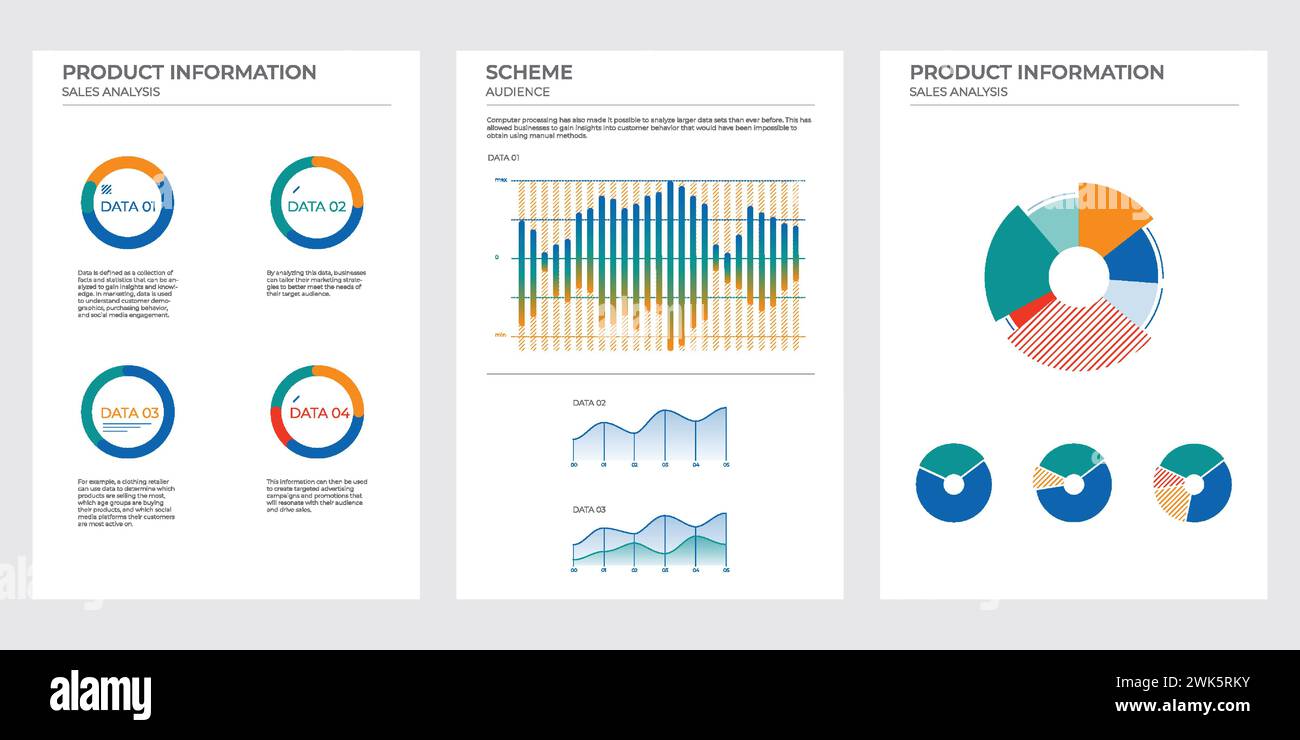 Coverage audience data charts in color. Vector elements charts Stock ...