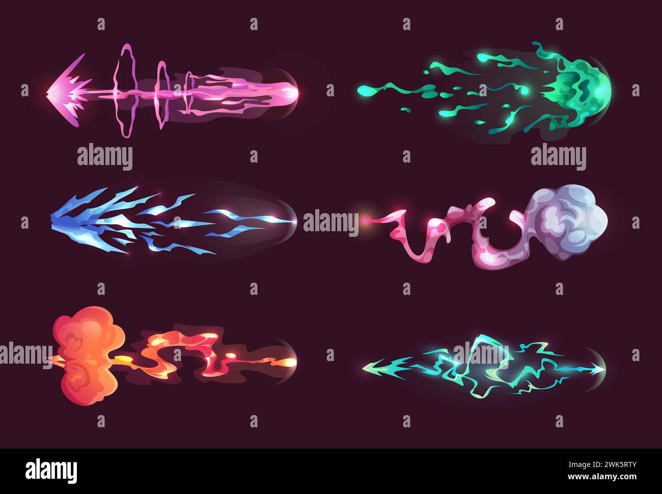 Shot effect. Cartoon vfx glowing effects from shooting laser guns sci ...